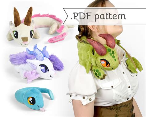 Neck Dragon Plush Sewing Pattern Pdf Tutorial Posable Etsy Australia
