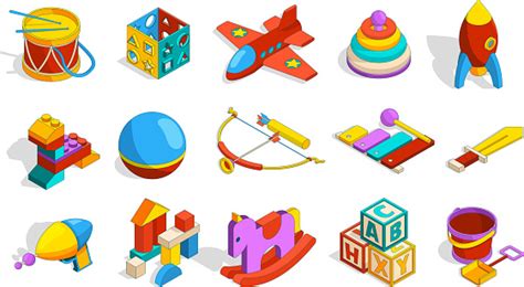 장난감 등대 어린이 플라스틱 유치원 장난감 세트 상자 블록 드럼 자동차 벡터 귀여운 컬렉션을위한 컬러 유치원 개체 완구류에 대한 스톡 벡터 아트 및 기타 이미지 Istock