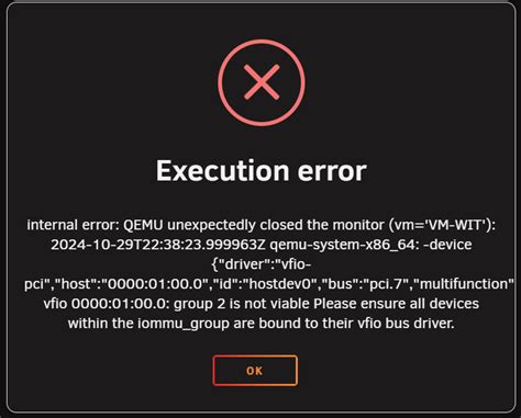 can t passthrough gpu to vm execution error vm engine kvm unraid