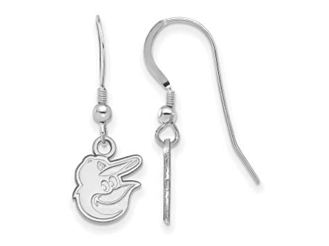 Rhodium Over Sterling Silver Mlb Logoart Baltimore Orioles Dangle