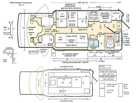 Motorhome Floor Plan Dimensions 1994 Chinook Concourse Design 1994