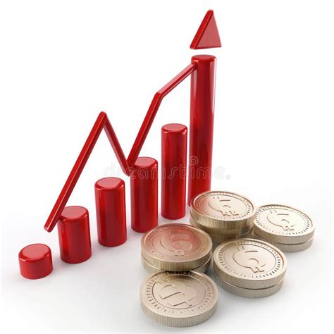 Rising Cryptocurrency Market Graph With Gold Coins Stock Illustration