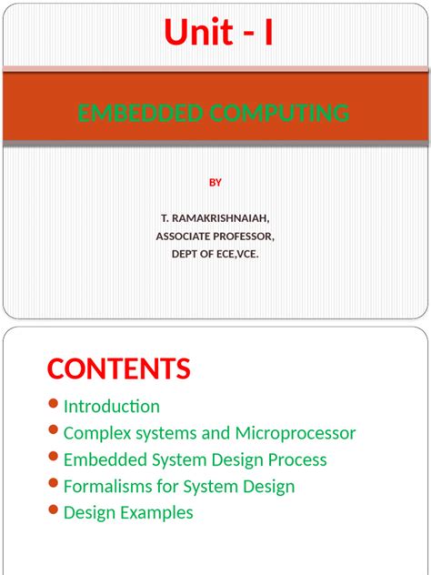 Unit I Part 1 Introduction Design Methodologies Pdf Embedded System Microprocessor