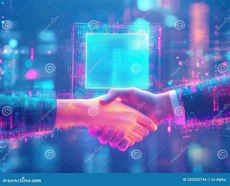 A Futuristic Handshake Symbolizing Digital Partnerships And Collaborations In A Technology