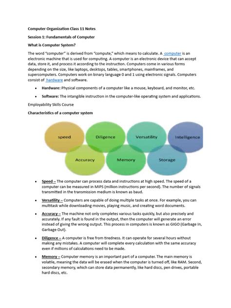 Computer Organization Class 11 Notes Pdf Computer Data Storage