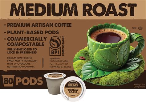 Ekocups Medium Roast Coffee Pods 80 Count Compostable
