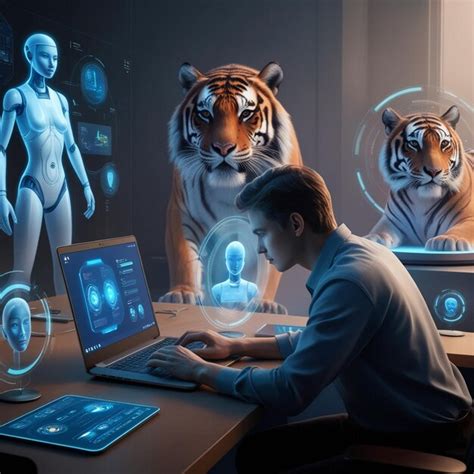 Exploring The Future Harnessing Ai In Creative And Analytical Fields Premium Ai Generated Image
