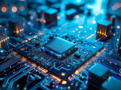 Circuit Board With Electronic Chip Computer Motherboard Processor Stock Illustration