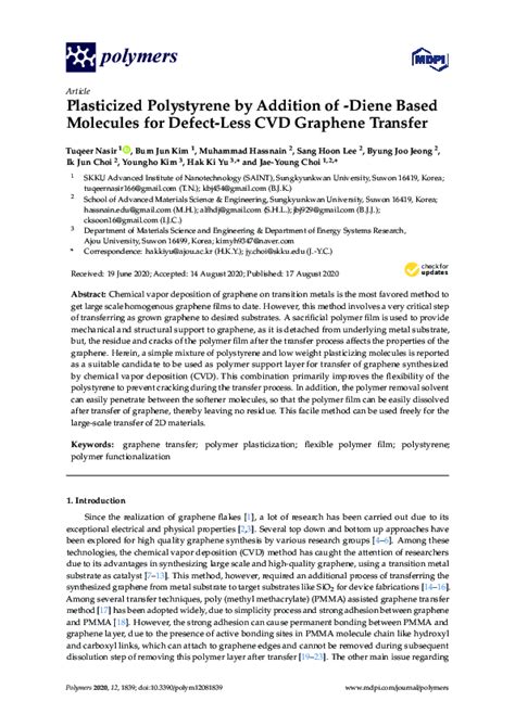 Pdf Plasticized Polystyrene By Addition Of Diene Based Molecules For