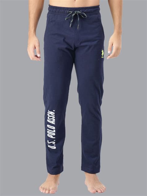 Buy Us Polo Assn Men Navy Blue Solid Straight Fit Lounge Pants