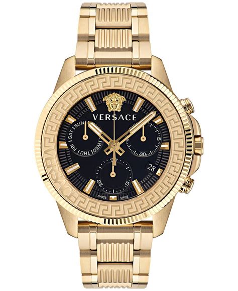 Versace Mens Swiss Chronograph Greca Action Gold Ion Plated Stainless