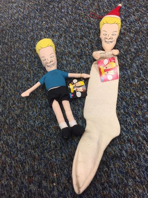 Vintage Beavis And Butthead Soft Sculpt Doll And Xmas Stalkingsock With