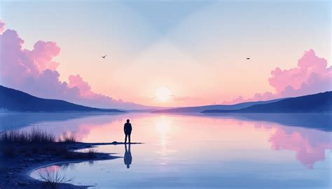 Free Peaceful Reflective Solitude Image Silhouette Reflection Lake