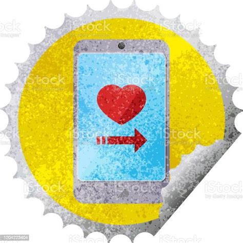 휴대 전화 라운드 스티커 스탬프에 데이트 응용 프로그램 데이트에 대한 스톡 벡터 아트 및 기타 이미지 데이트 드로잉 만화 Istock