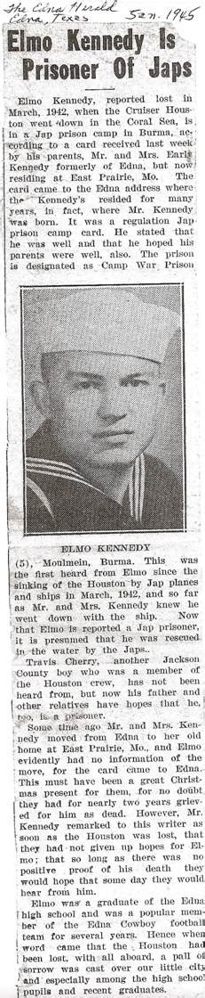 Mybrother Albert Elmo Kennedy Was A Survivor Of The Uss Houston