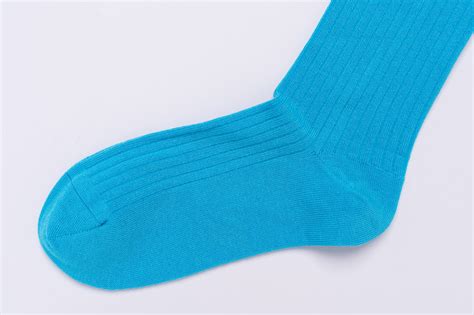 Seamless Mercerized Cotton Socks Ocean Blue Chusette