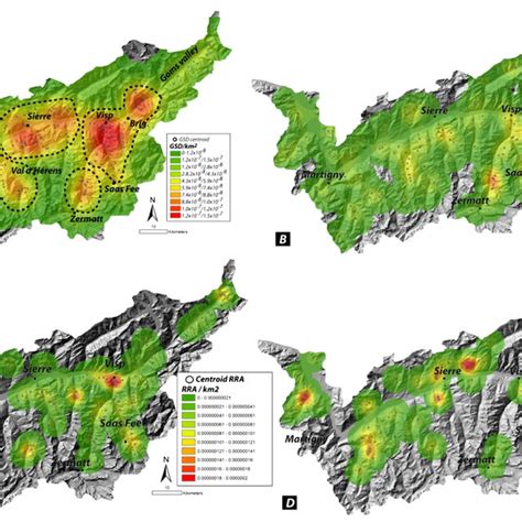 Kernel Density Analysis A Kernel Density Map Research Radius Km Download Scientific