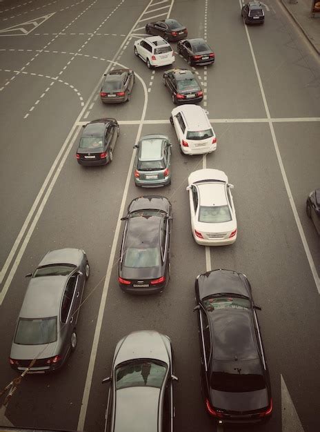 Premium Photo High Angle View Of Cars On Road
