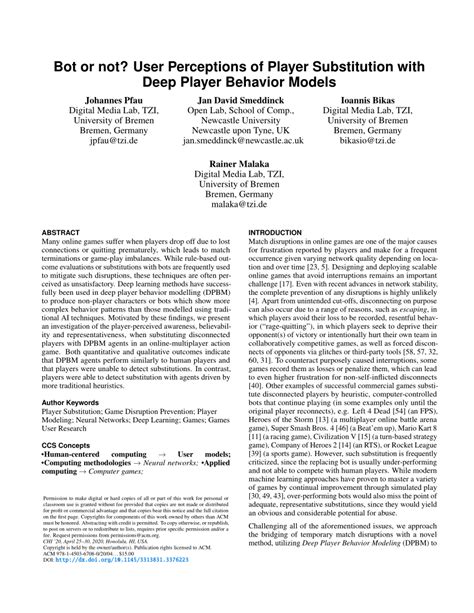 Pdf Bot Or Not User Perceptions Of Player Substitution With Deep