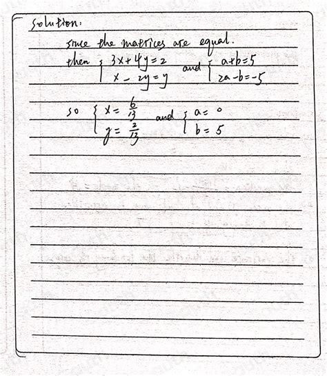 solved d for what values of x y a and b the matrices