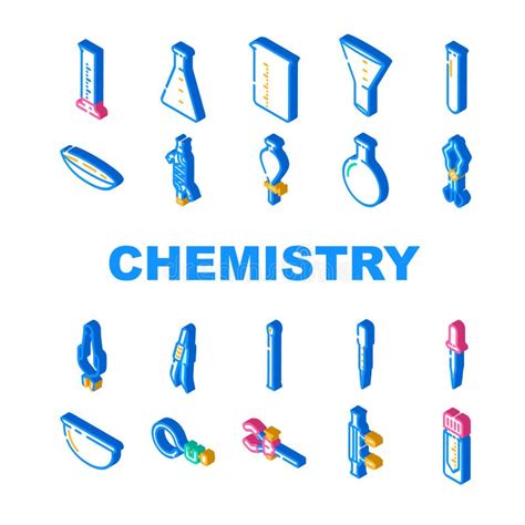 Chemistry Laboratory Flask Test Icons Set Vector Stock Vector Illustration Of Scientific