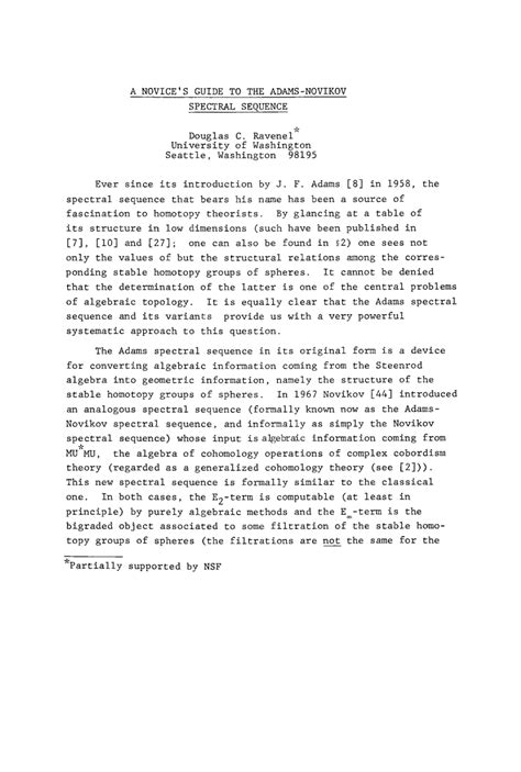 Pdf A Novices Guide To The Adams Novikov Spectral Sequence