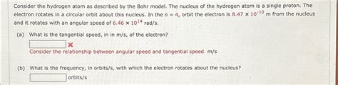 Solved Consider The Hydrogen Atom As Described By The Bohr