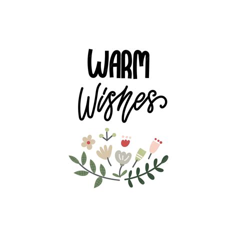 따뜻한 소원 손으로 그린 검은 글자 인용 인사말 카드 벡터 일러스트 레이 션에 대 한 격리 된 디자인 요소 프리미엄 벡터
