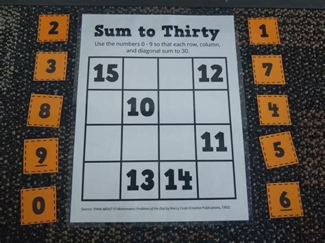 Sum To Thirty Puzzle Math Love