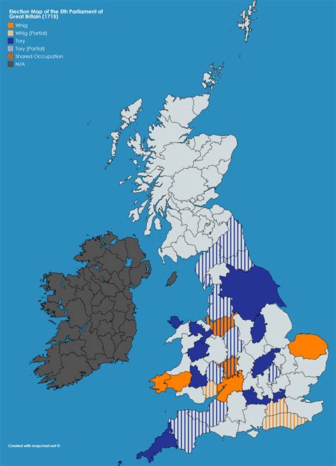 Election Map Of The 5th Parliament Of Great Britian 1715 R Mapporn