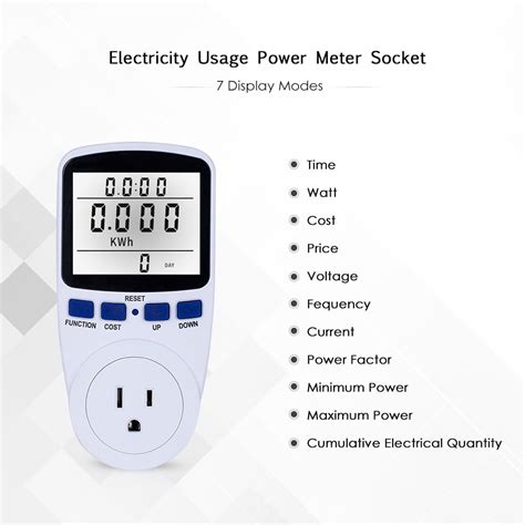 Socket Socket Display Meter Socket Watt Volt Amps Kwh Consumption Kwh