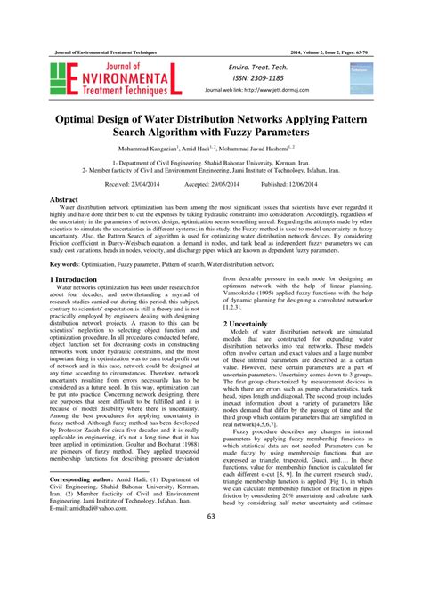 Pdf Optimal Design Of Water Distribution Networks Applying Pattern Search Algorithm With Fuzzy