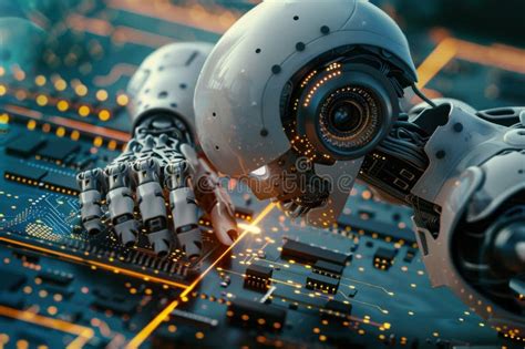 Advanced Robotics In High Tech Electronics Assembly Line For Precision