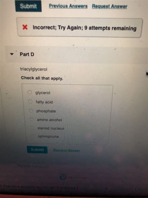 Solved Correct Part B Cephalin Check All That Apply