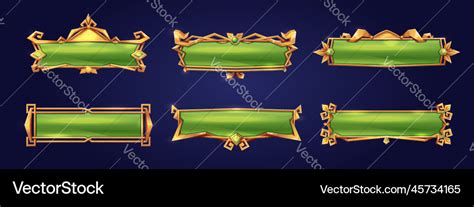 Medieval Green Buttons Ui Game Menu Elements Vector Image