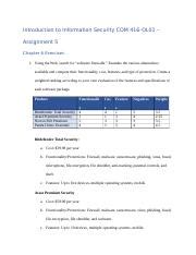 Assignment Module 5 Docx Introduction To Information Security COM 416 OL01 Assignment 5