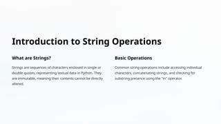 Operations Of Strings Lists Tuples And Dictionaries In Python Pptx