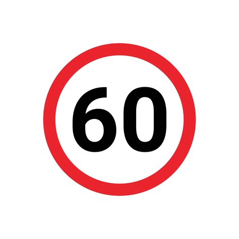 Red Circular Speed Limit Sign Indicating 60 Kilometers Or Miles Per