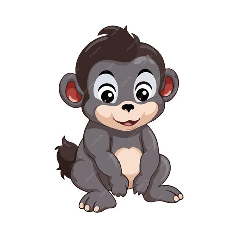 Un Gorila Bebé De Dibujos Animados Sentado En Posición De Pie Al Estilo