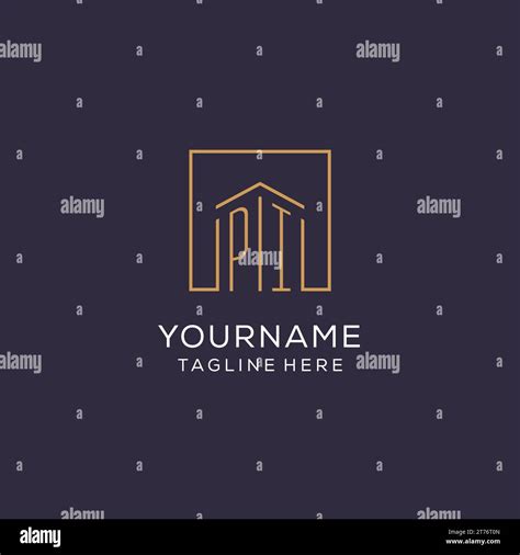 Initial Pi Logo With Square Lines Luxury And Elegant Real Estate Logo