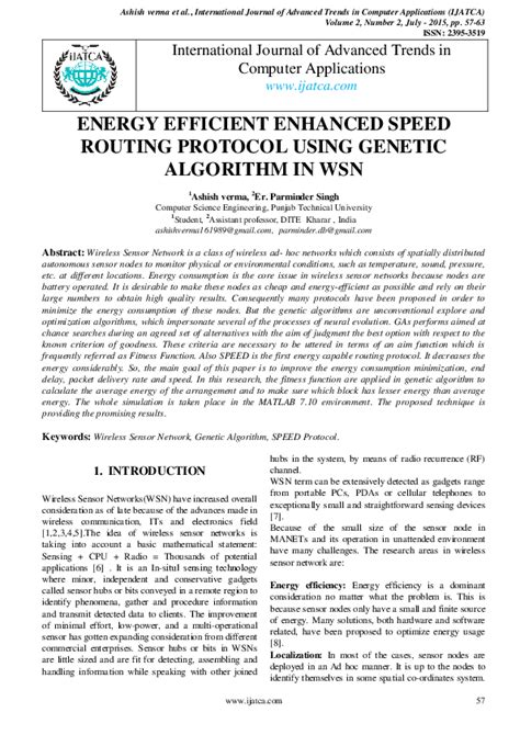 Pdf Energy Efficient Enhanced Speed Routing Protocol Using Genetic