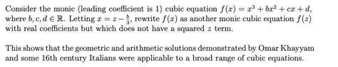 Solved Consider The Monic Leading Coefficient Is 1 Cubic