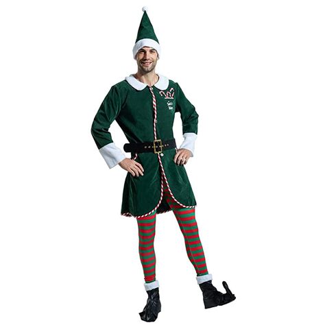 Snailify Deluxe Adult Christmas Elf Costume Men Sa Grandado