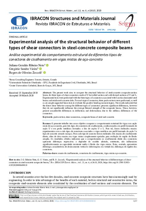 Pdf Experimental Analysis Of The Structural Behavior Of Different Types Of Shear Connectors In
