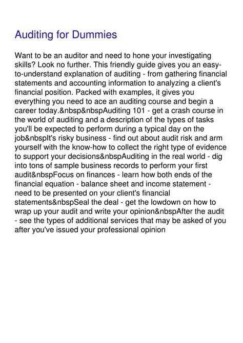 Ppt Pdf Auditing For Dummies Powerpoint Presentation Free Download Id 12579516