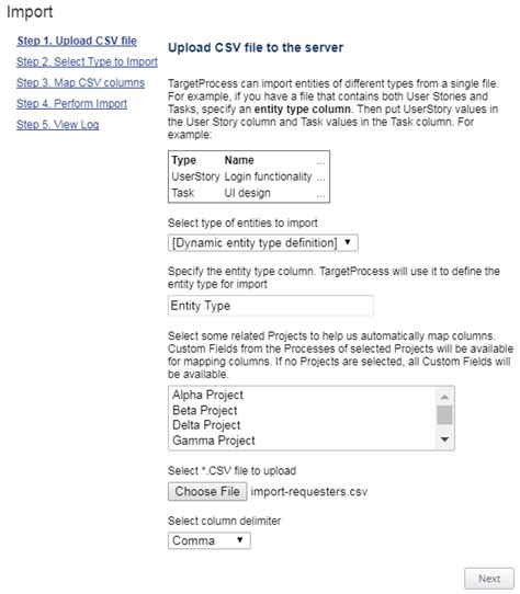 Import Requesters From CSV File Targetprocess Enterprise Agility Solution