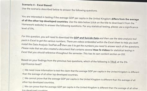 solved scenario 4 ﻿excel based use the scenario described