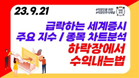 급락하는 세계증시주요 지수 종목 차트분석 하락장에서 수익내는법 Youtube