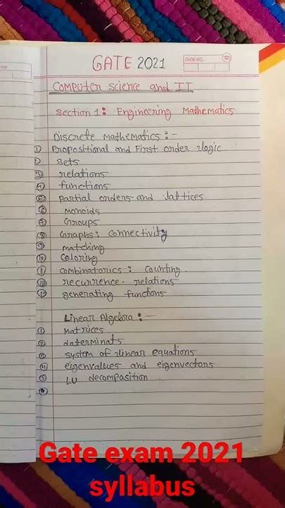 Gate Exam Syllabus Cse Engineering Youtube