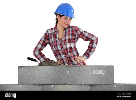 Blank European Caucasian Brick Cement Builder Cheeky Building Dapper Stock Photo Alamy